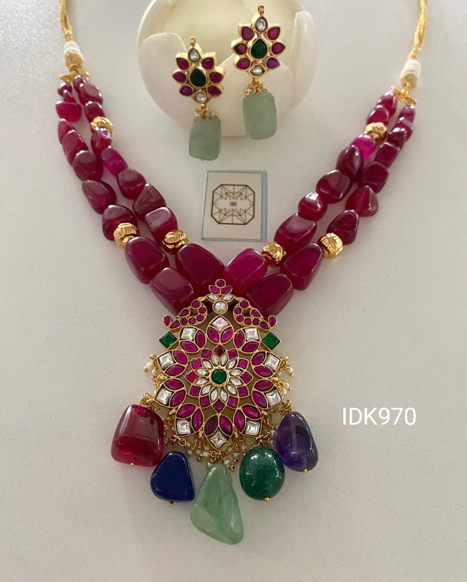 Kavina ruby necklace set Indian traditional necklace – Saffronfashionindia