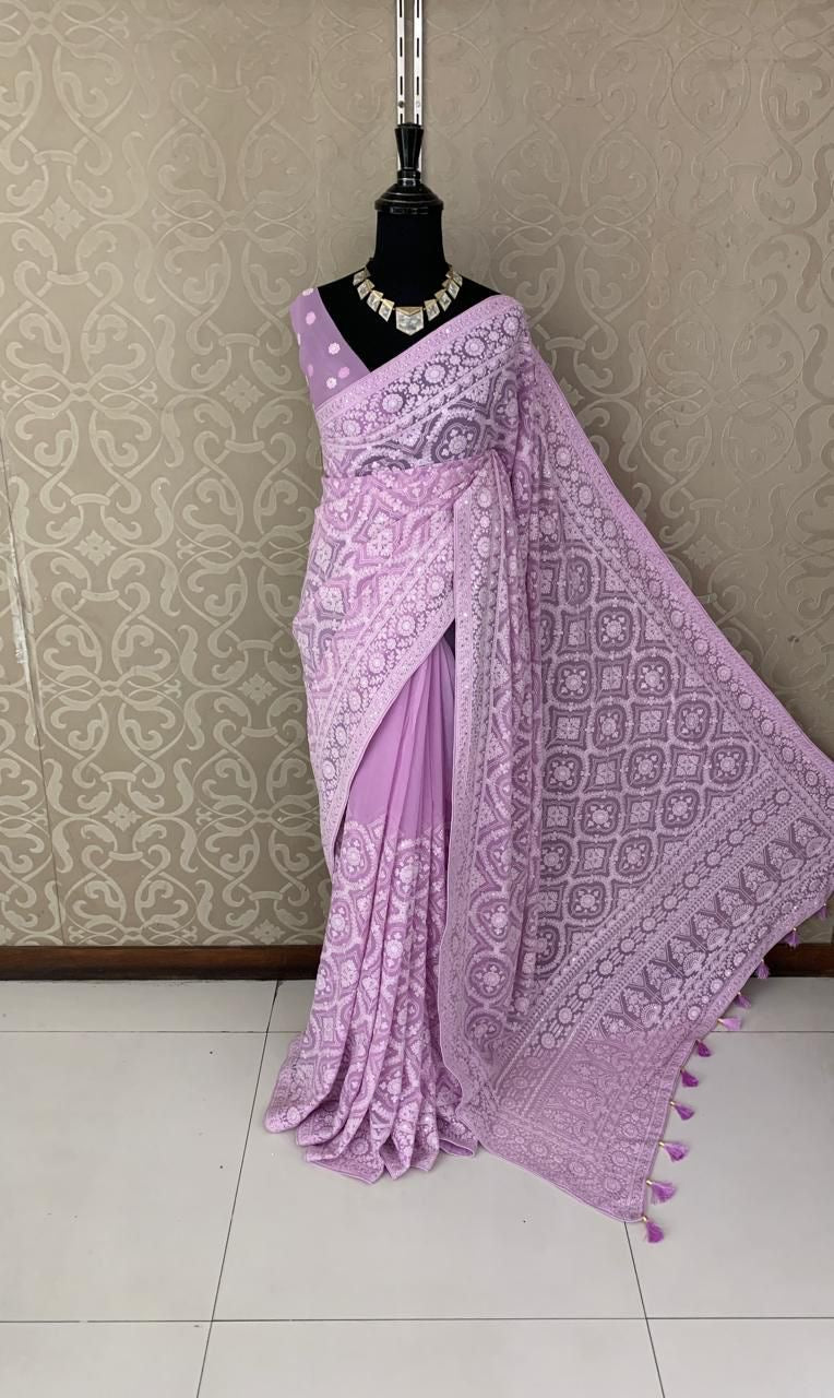 Elegant Chikankari saree Indian traditional sarees – Saffronfashionindia