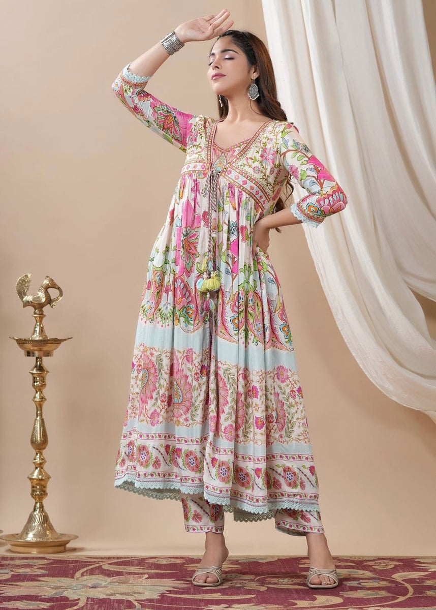 Wahima embroidered gown – Saffronfashionindia