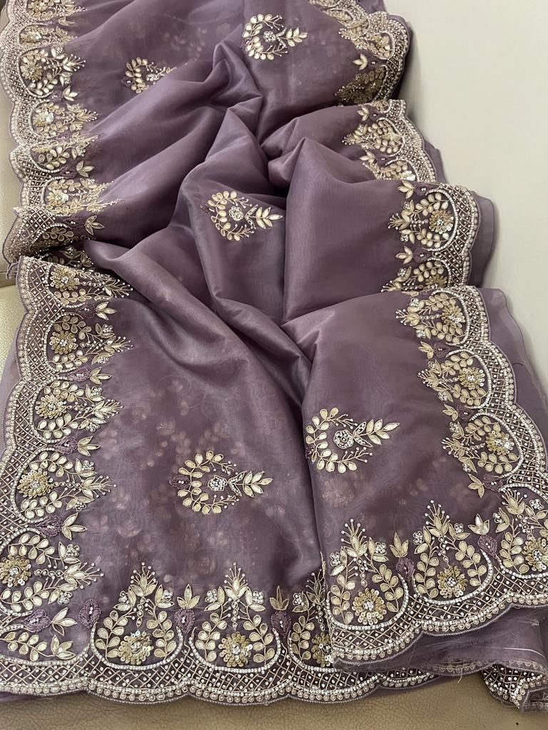 Lisa zardosi organza saree wedding sari – Saffronfashionindia