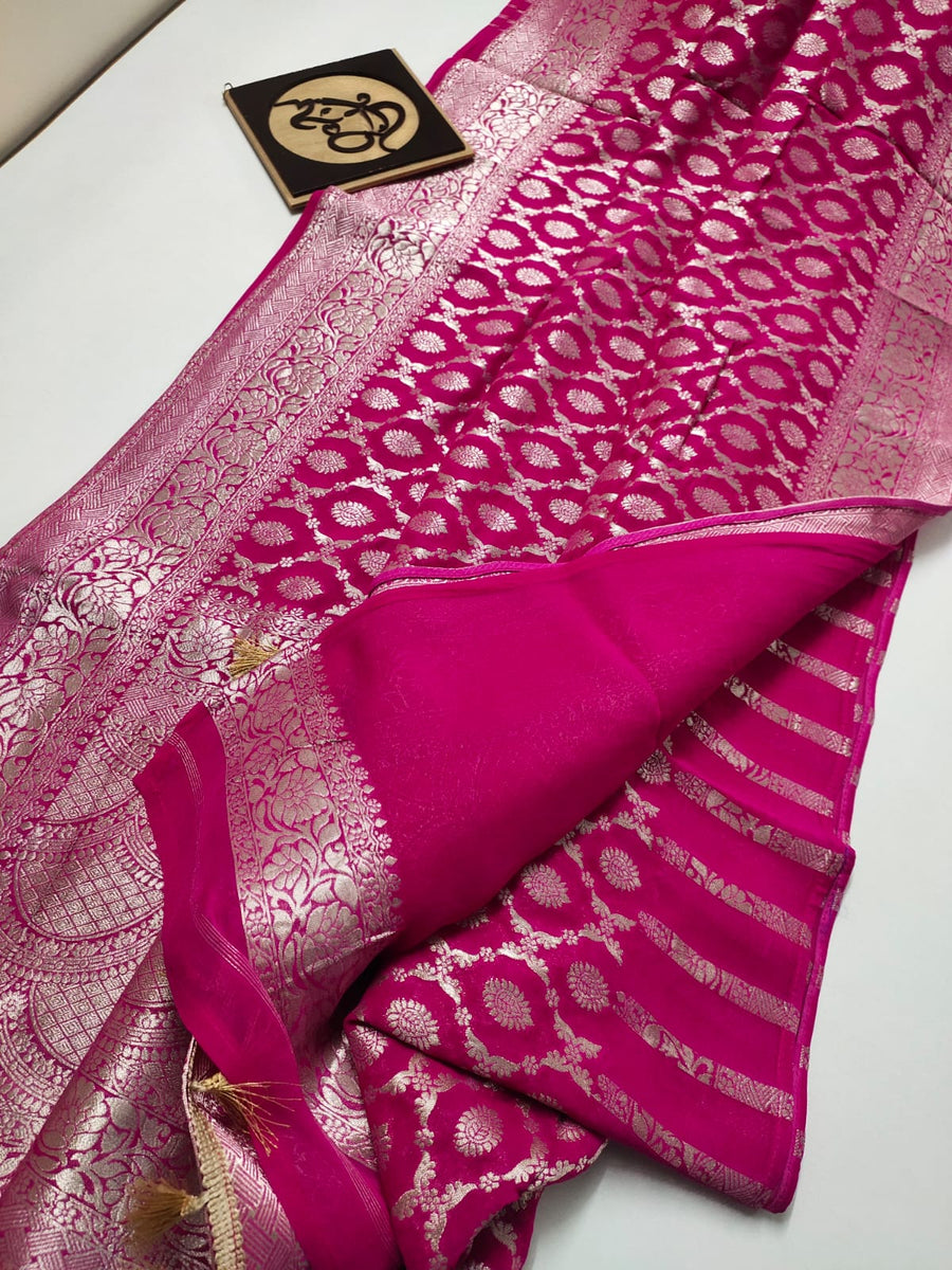 Nimina banarsi khaddi gorgette saree – Saffronfashionindia