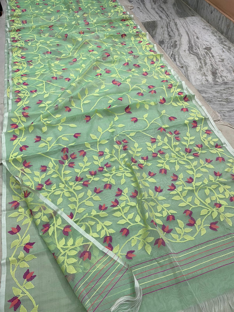 Shisha inspired jamdani saree – Saffronfashionindia